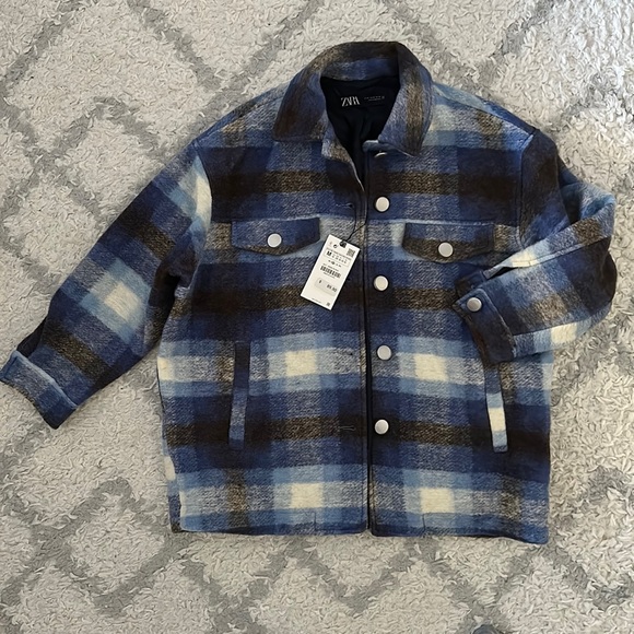Zara | Jackets & Coats | Nwt Zara Blue Black Plaid Shacket | Poshmark